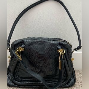 Besso | Bags | Besso Black Python Leather Bag Top Handles And Shoulder ...